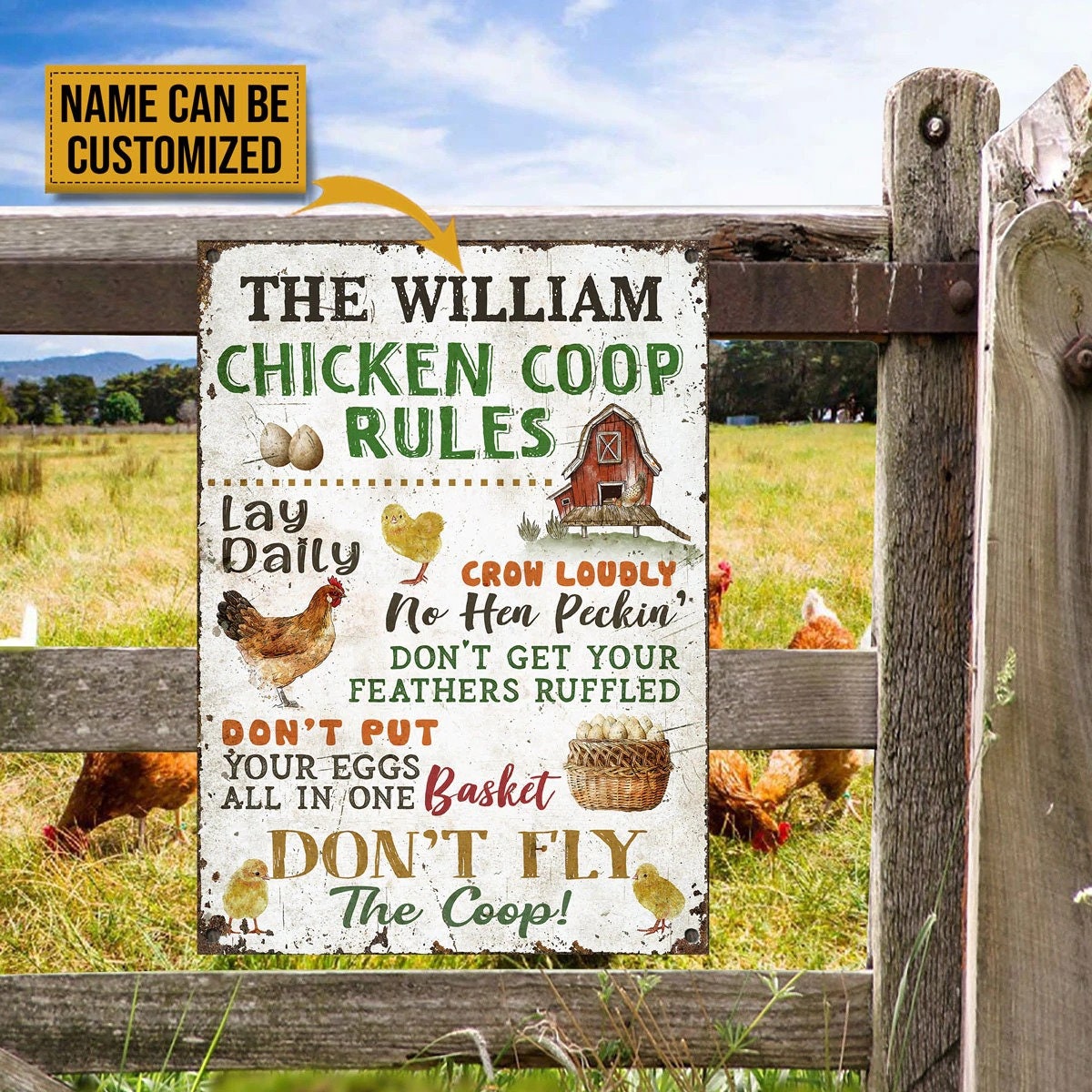 Personalized Chicken Coop Rules Customized Classic Metal Signs- Metal ...