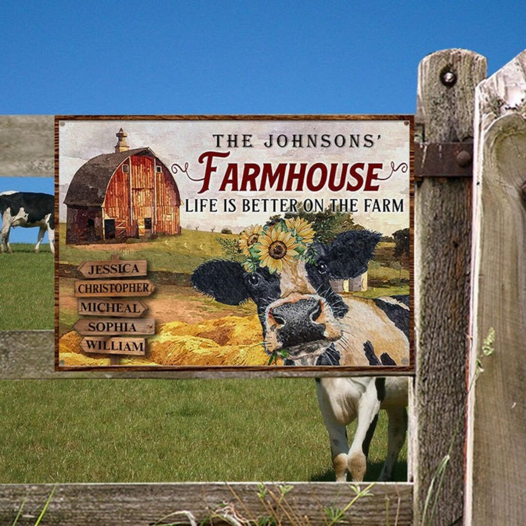 Farm Cattle Metal Signs Farmhouse Life is Better on the Farm Custom ...