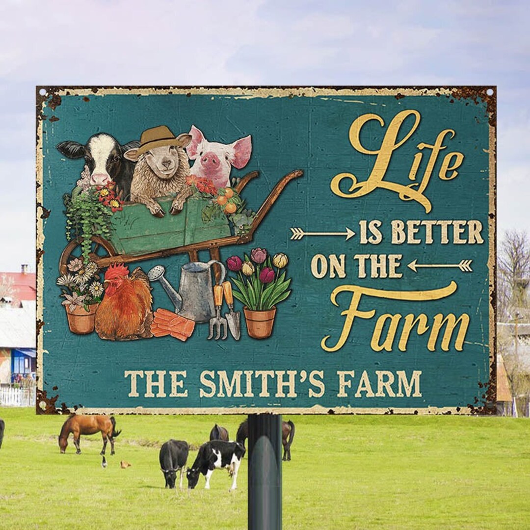 Farmhouse Green Life is Better on the Farm Custom Classic Metal Signs ...