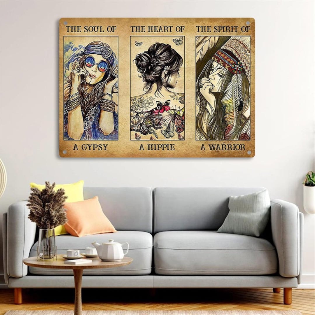 Retro Gypsy Hippie Warrior Girl Metal Sign - Perfect for Home Decor and ...