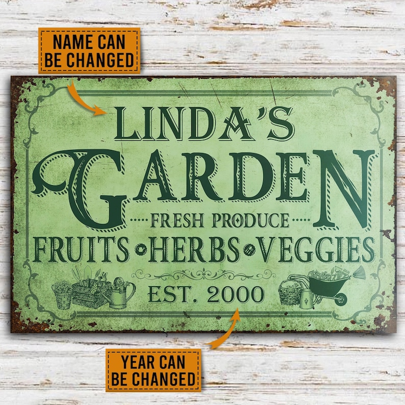 Personalized Garden Fresh Produce Classic Metal Signs - Etsy