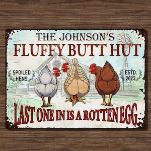 Personalized Chicken Fluffy Butt Hut Spoiled Customized Classic Metal ...