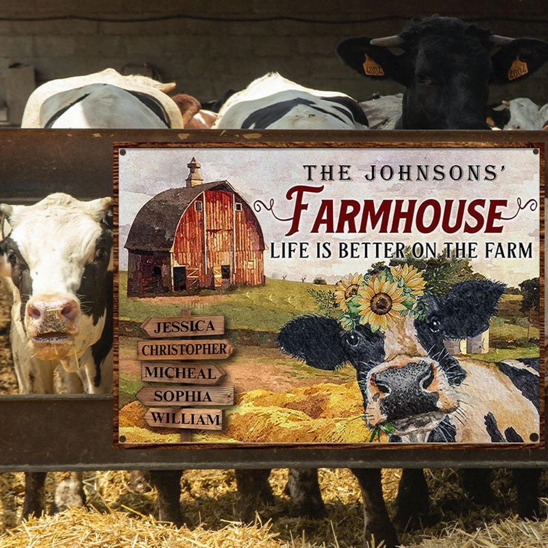 Farm Cattle Metal Signs Farmhouse Life is Better on the Farm Custom ...