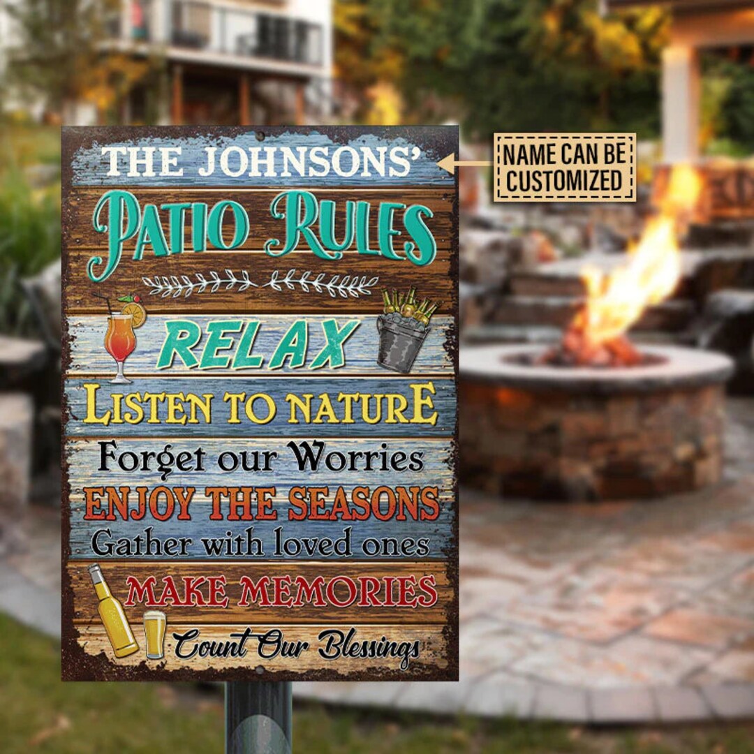 Personalized Patio Rules Make Memories Custom Classic Metal Signs ...