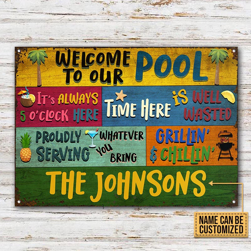 Personalized Swimming Pool Welcome to Our Custom Classic Metal - Etsy