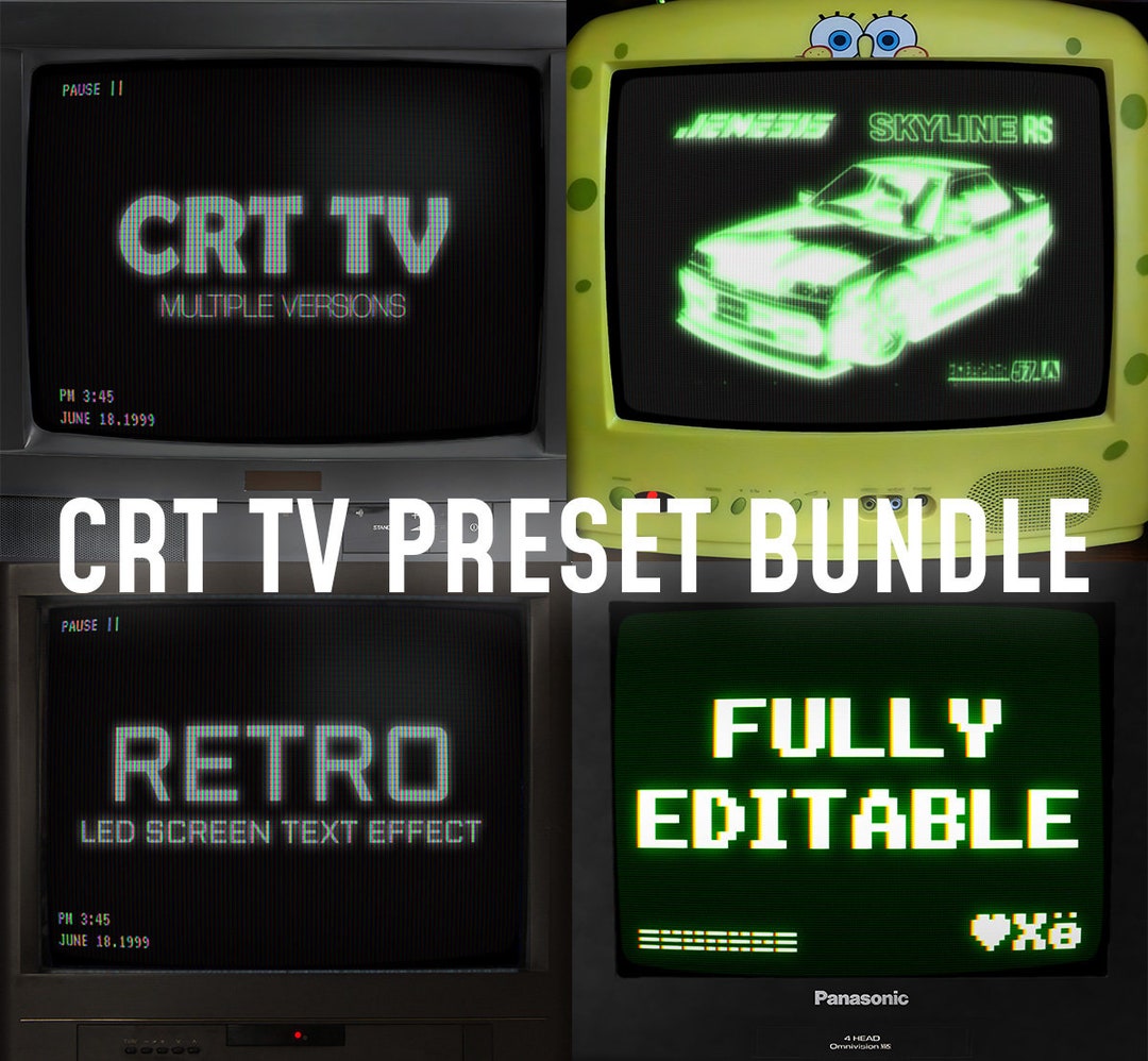 Retro CRT TV LED Text/image Preset Bundle, Photoshop Presets, Generator, Vhs, Editable, Asset - Etsy