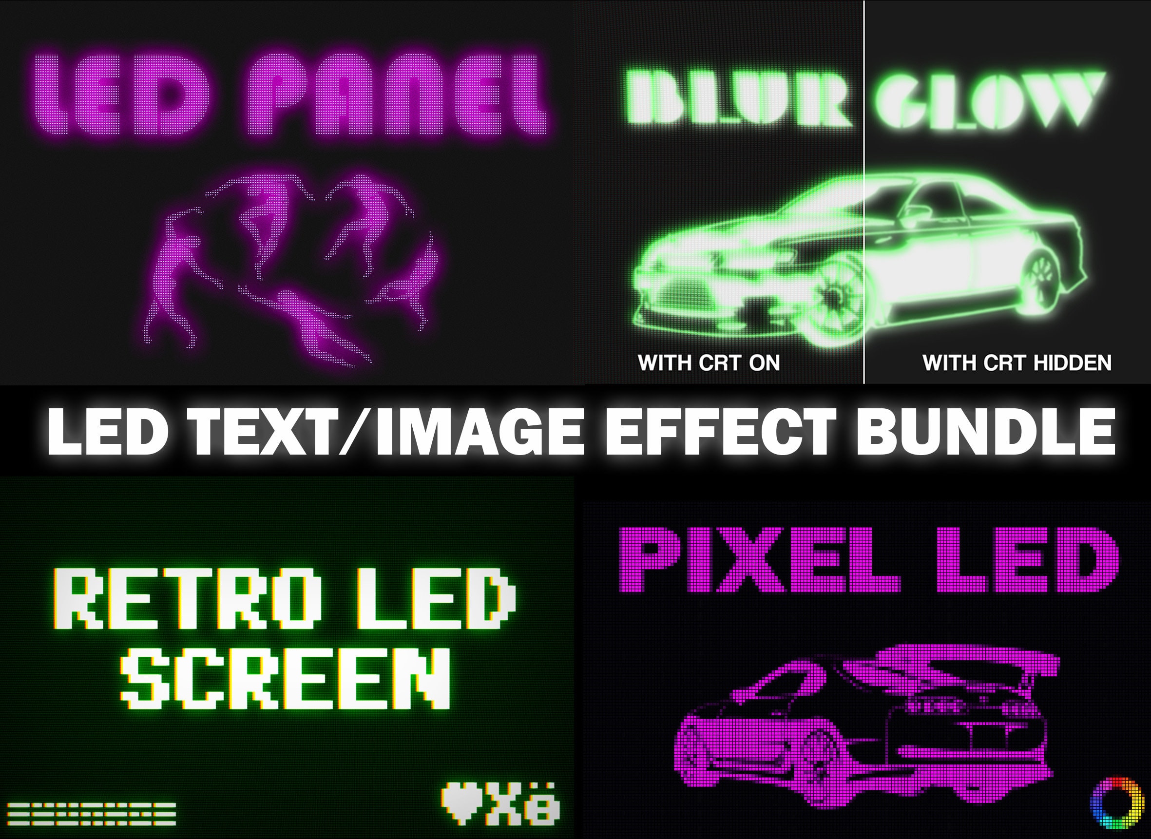 Retro LED Text/image Preset Bundle, Photoshop Presets - Etsy
