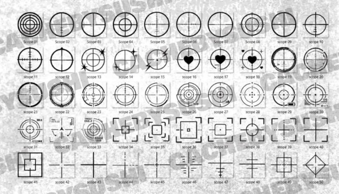 Y2K Scope & Crosshair PNG Pack, Grunge Tech Graphics (digital Download ...