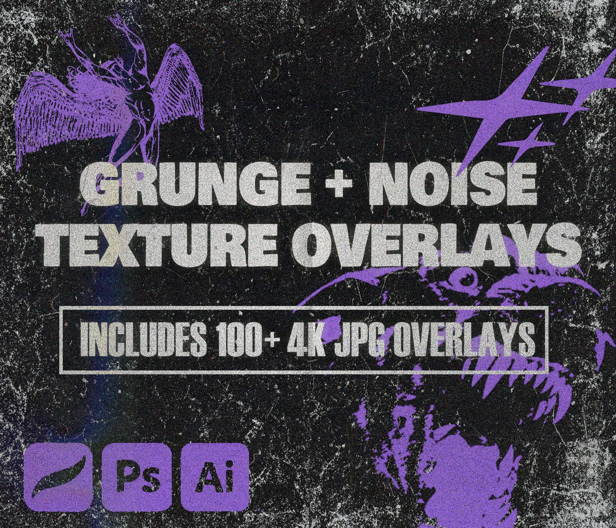 Grunge + Noise Texture Overlays | 100+ High-resolution 4K JPG Textures ...