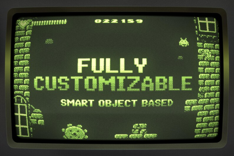 Pixel CRT Halftone Photoshop Effect: Retro 8-bit Text & Image PSD - Etsy