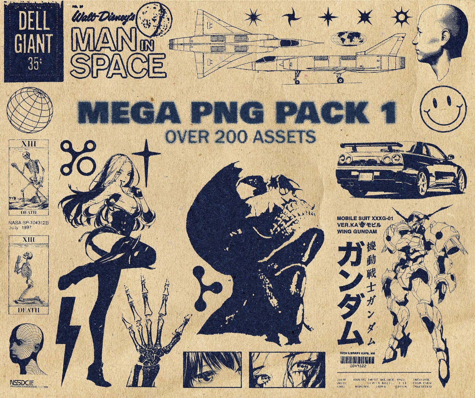 Mega PNG Asset Bundle: 800+ Anime, Streetwear, Grunge (digital Download ...
