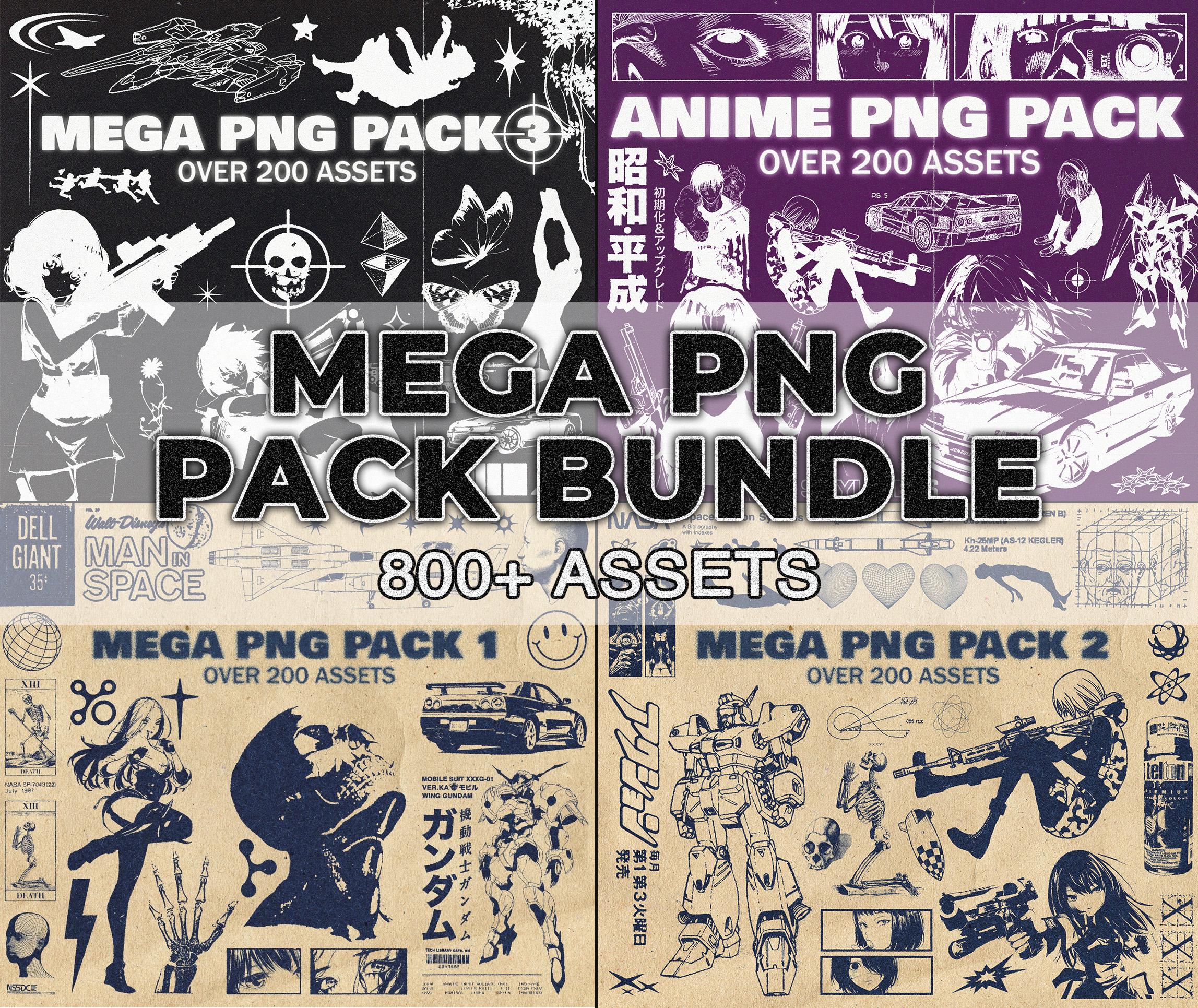 Mega PNG Asset Bundle: 800+ Anime, Streetwear, Grunge (digital Download ...