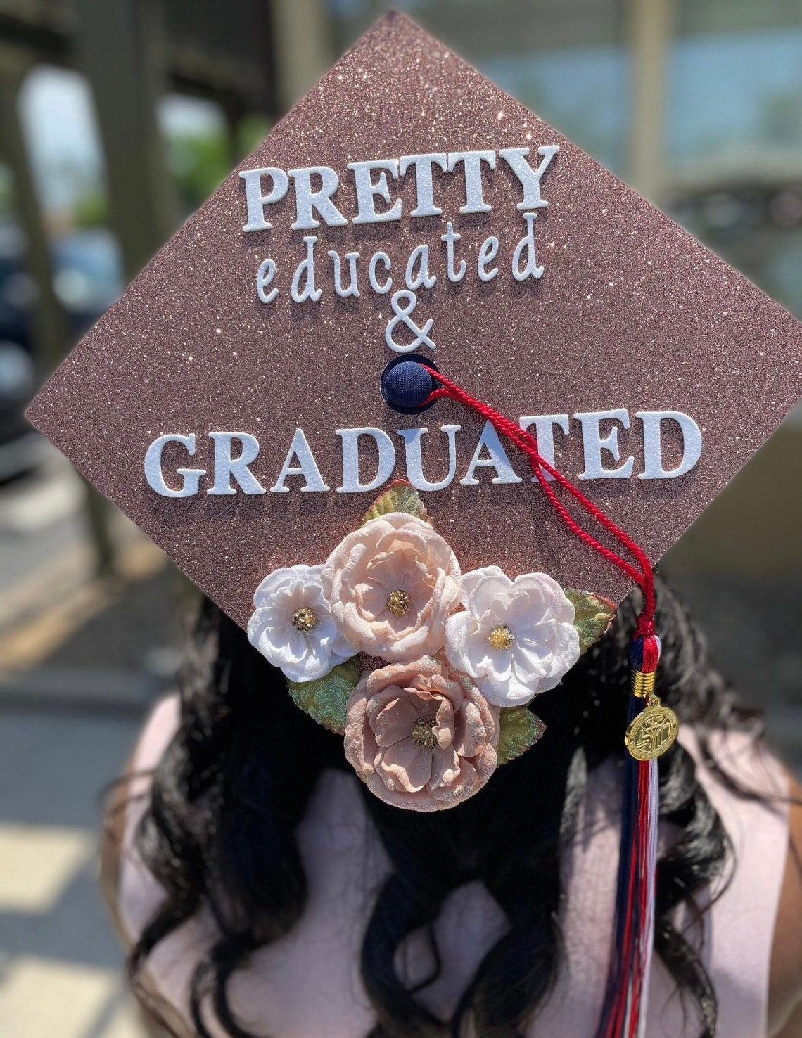 Pretty, Educated & Graduated Grad Topper | Decorated Grad Topper ...
