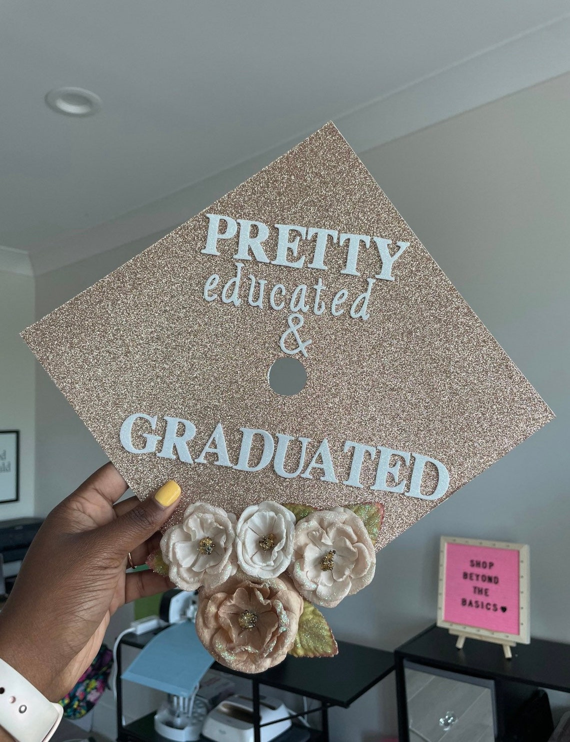 Pretty, Educated & Graduated Grad Topper | Decorated Grad Topper ...