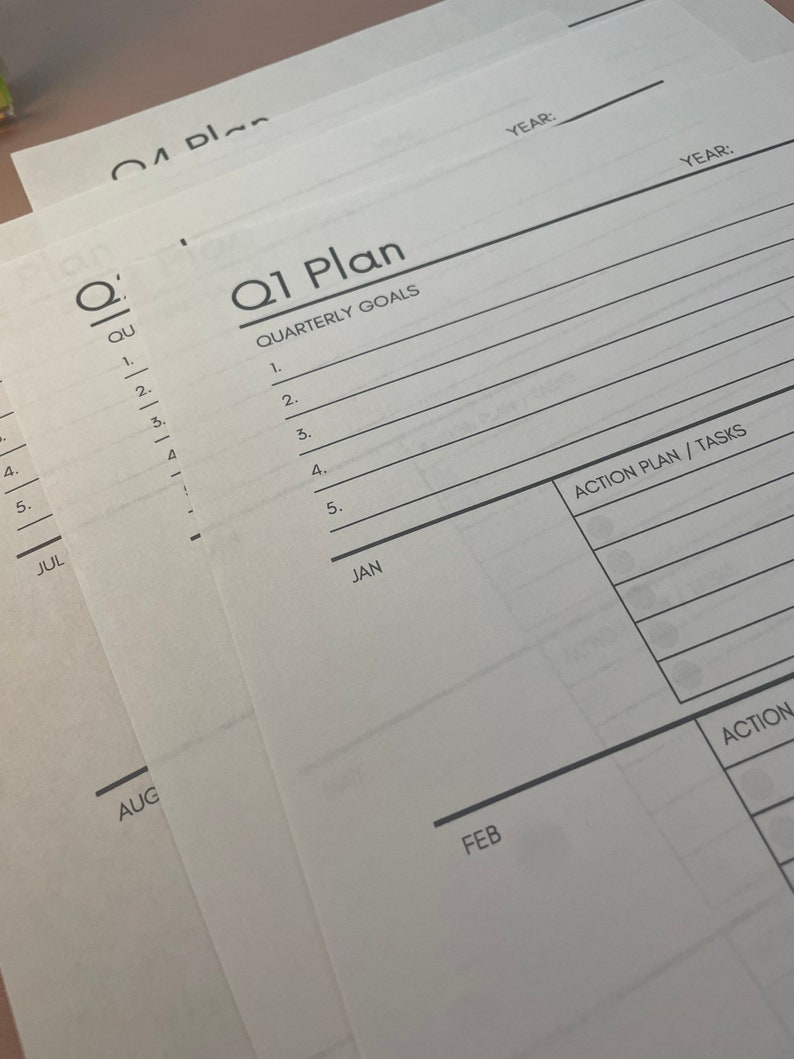 Quarterly Planner | Q1, Q2, Q3, Q4 Planning Sheets | Yearly Goal ...