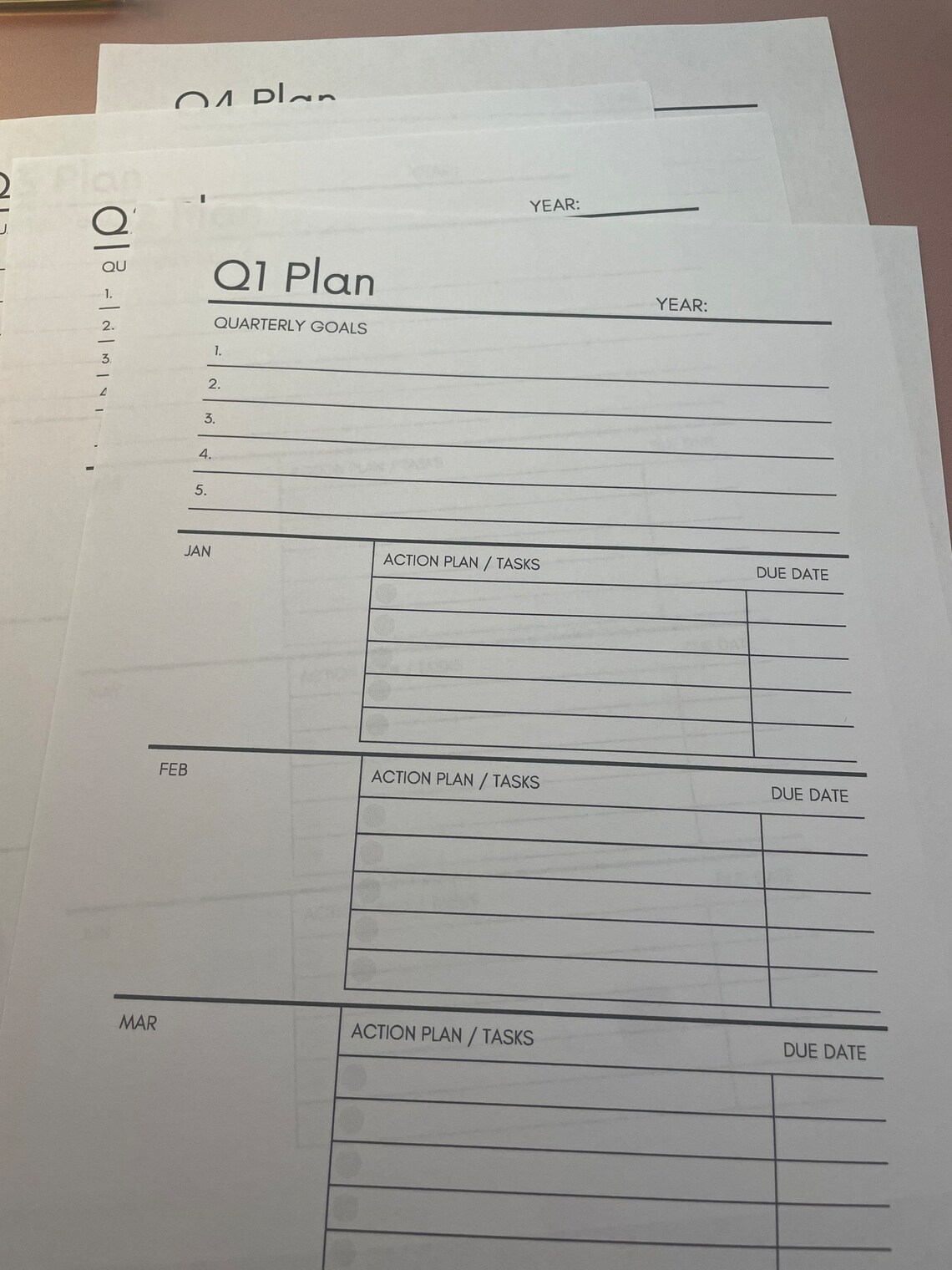 Quarterly Planner | Q1, Q2, Q3, Q4 Planning Sheets | Yearly Goal ...