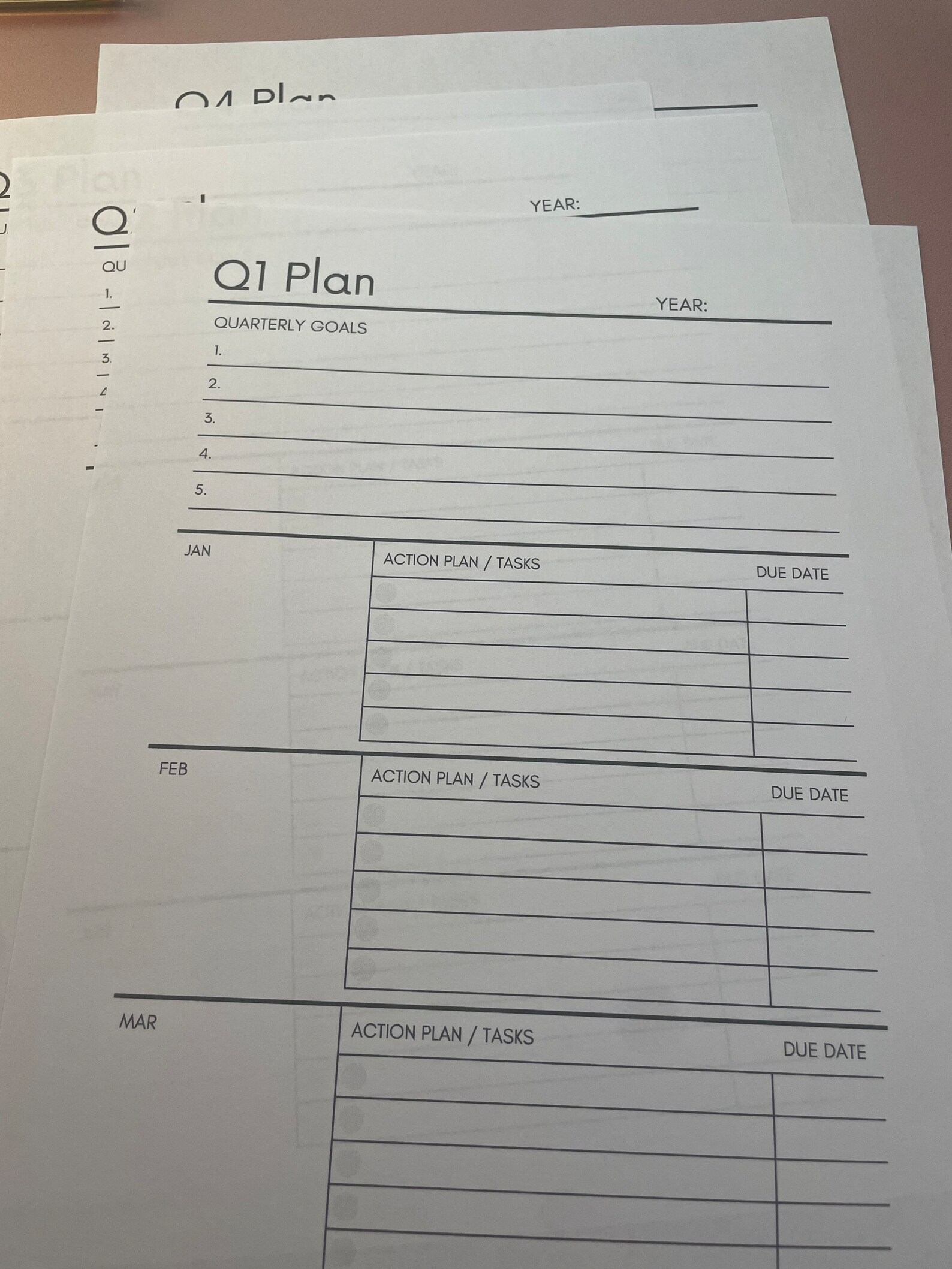 Quarterly Planner | Q1, Q2, Q3, Q4 Planning Sheets | Yearly Goal ...