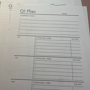 Quarterly Planner | Q1, Q2, Q3, Q4 Planning Sheets | Yearly Goal ...
