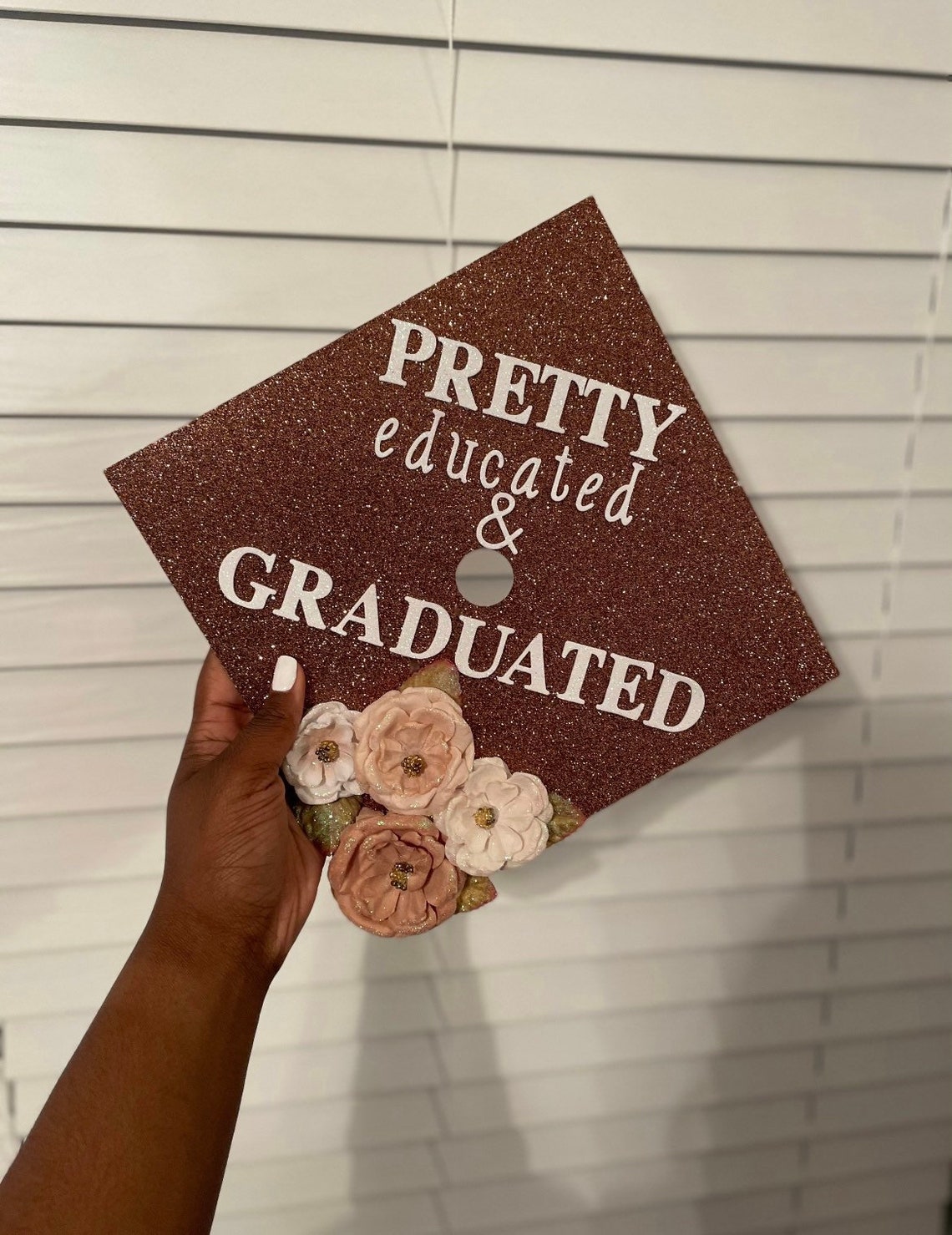 Pretty, Educated & Graduated Grad Topper | Decorated Grad Topper ...