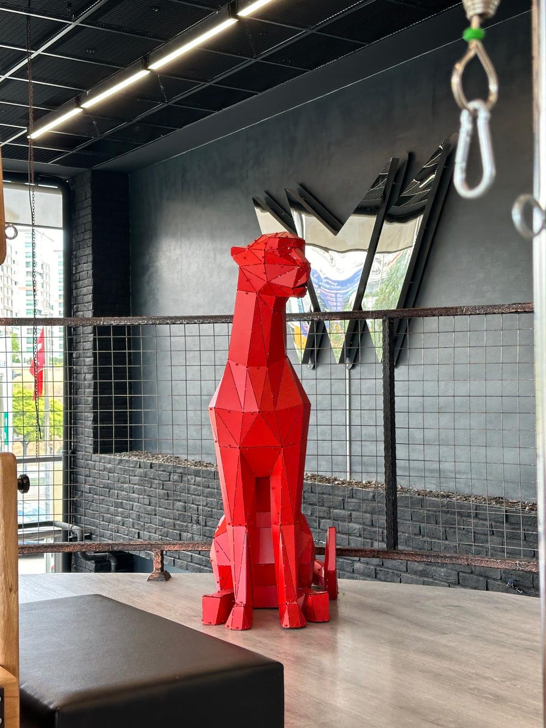 Minimalist Geometric Big Cat Cheetah Sculpture - Handcrafted Unique Cat ...
