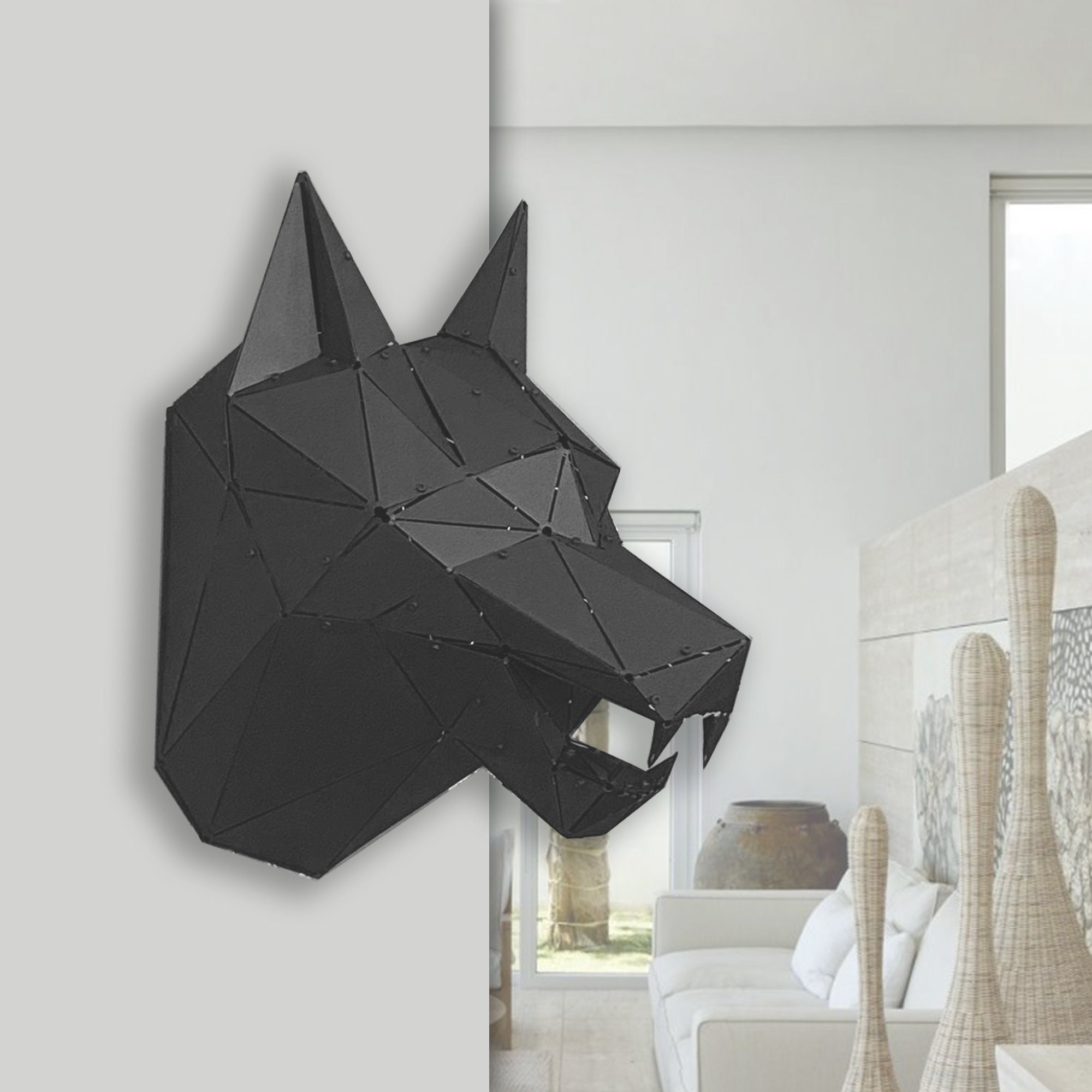 Metal Wolf Head, 3d Metal Art, Metal Design, Animal Sculpture, Wall ...