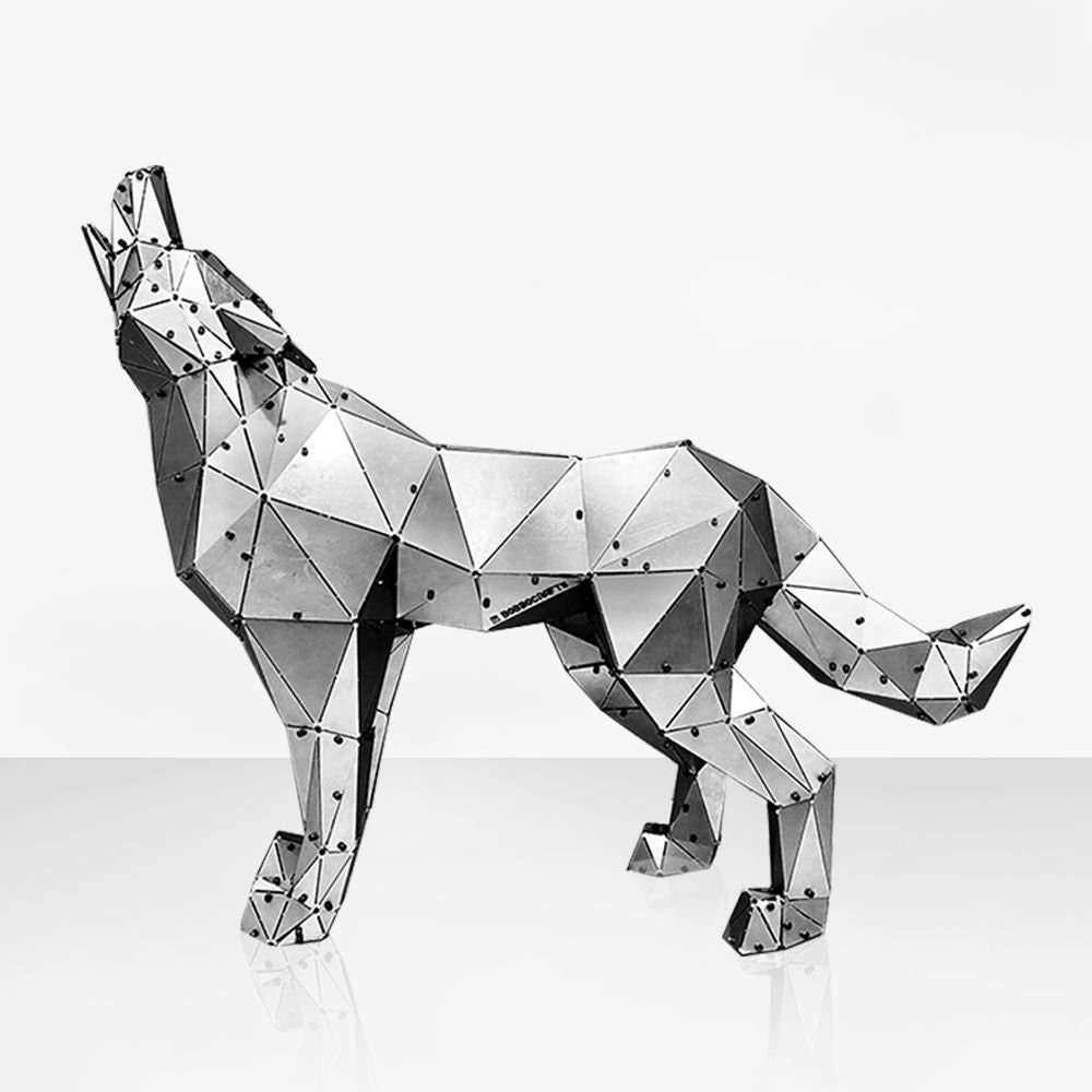 Metal Wolf Statue - 3D Metal Design - Wolf Sculpture - Decorative Wolf ...