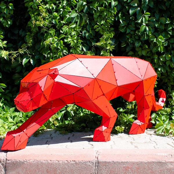 Metal Panther Sculpture - Etsy