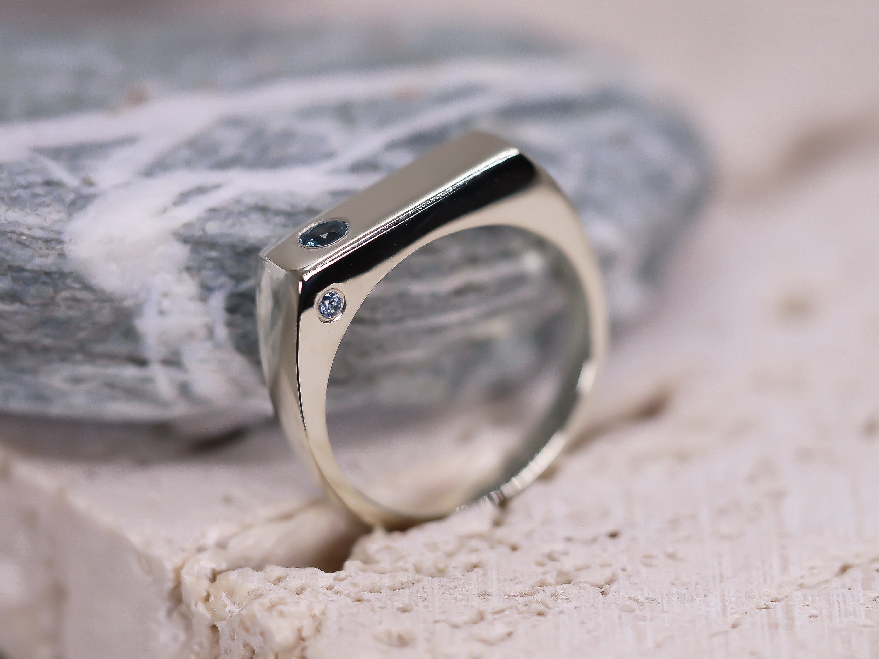 ADONIS Narrow Signet Ring 9k Gold Australian Sapphire Madagascan ...