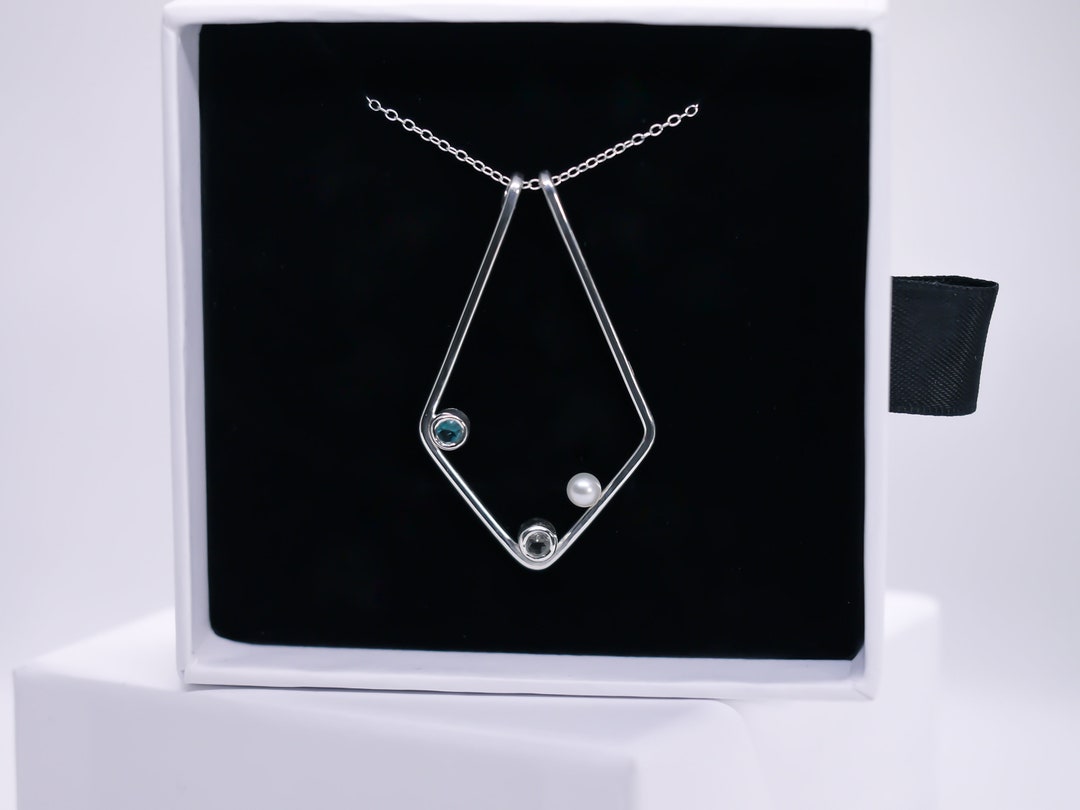 MYA Ring Holder Necklace - Sterling Silver, Blue Topaz, White Topaz ...