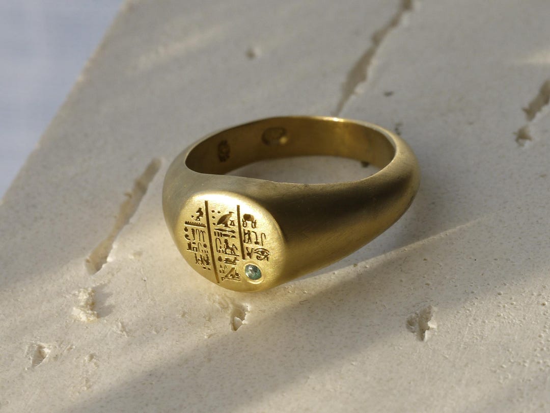 SETI Signet Ring With Emerald - 22k Gold Vermeil - Custom Made - Etsy