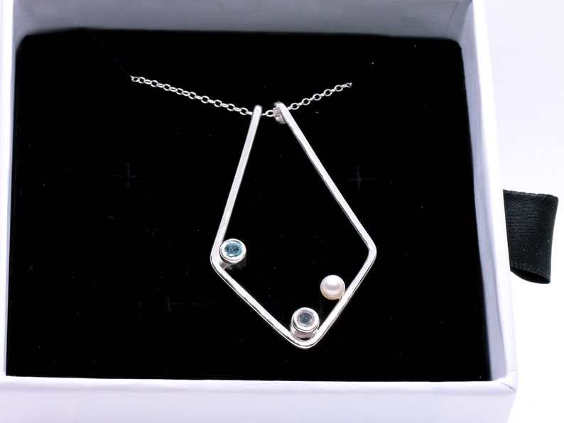 MYA Ring Holder Necklace - Sterling Silver, Blue Topaz, White Topaz ...