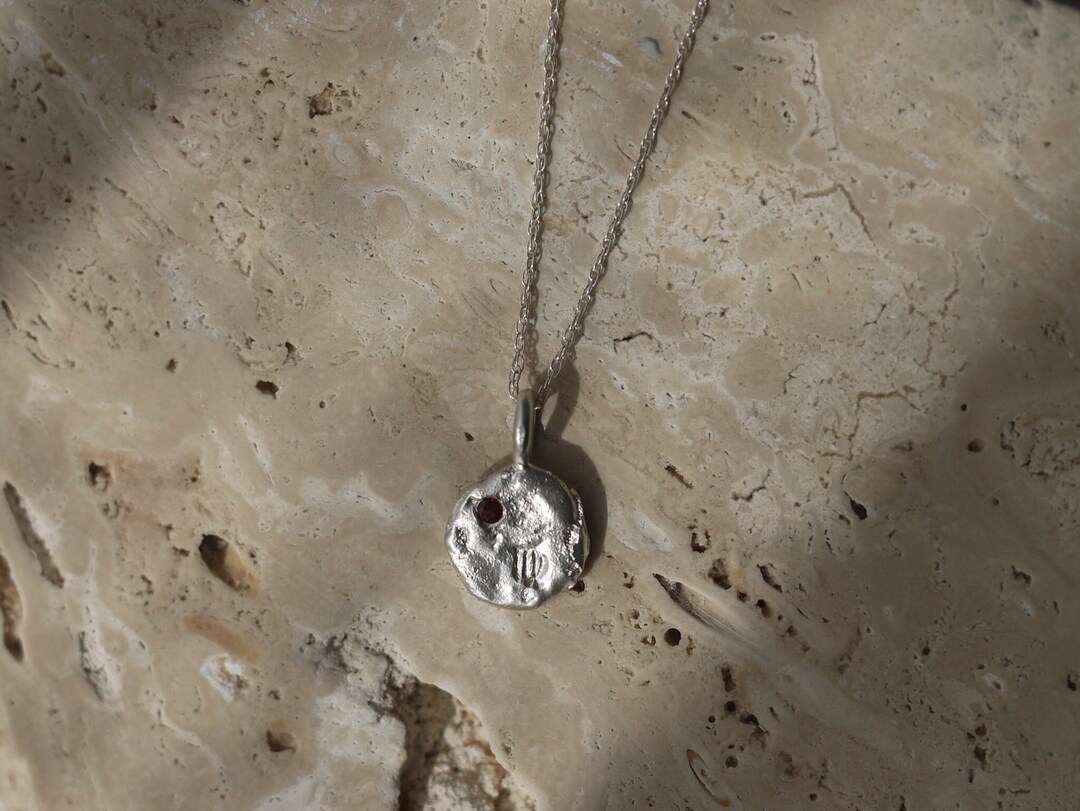 ZODIAC RELIC Pendant Necklace With Birthstone - Sterling Silver or 9k ...