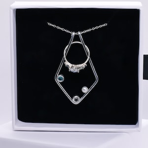 MYA Ring Holder Necklace - Sterling Silver, Blue Topaz, White Topaz ...