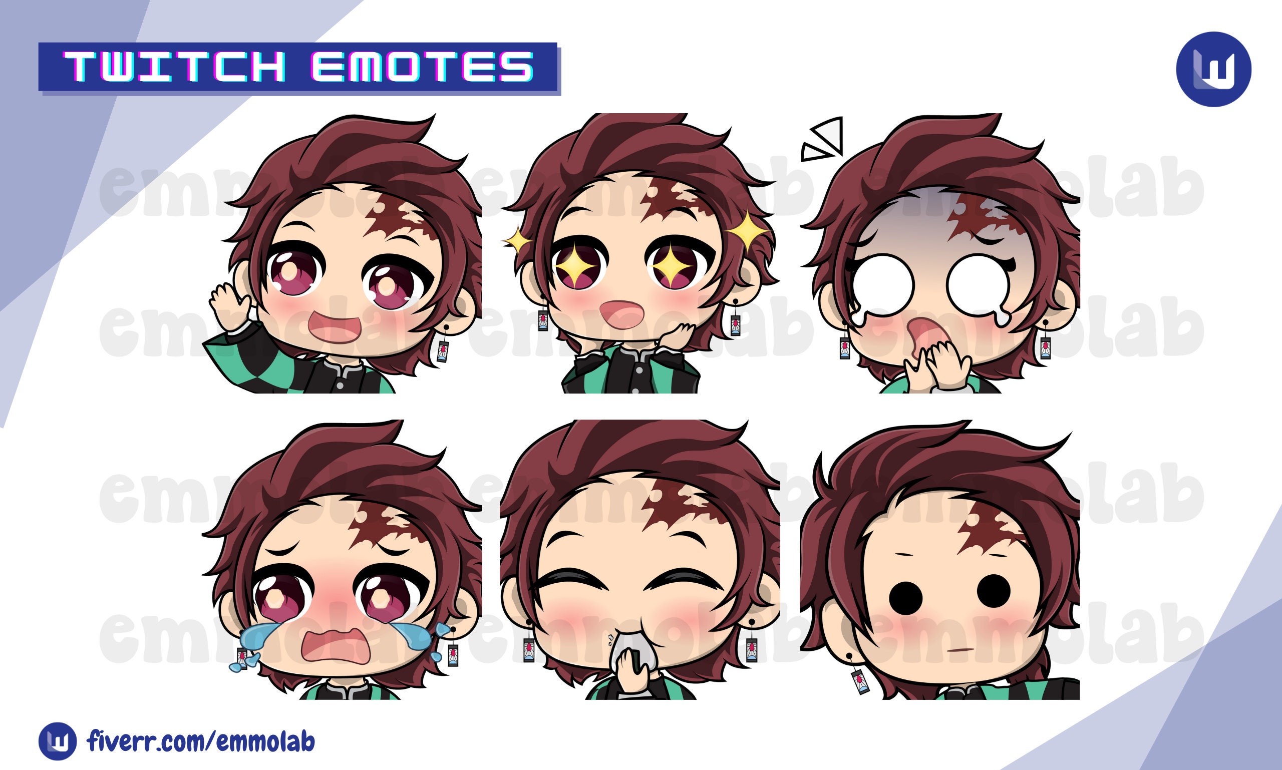 Tanjiro Demon Slayer Twitch Emote Pack Discord Emote Pack | Etsy UK