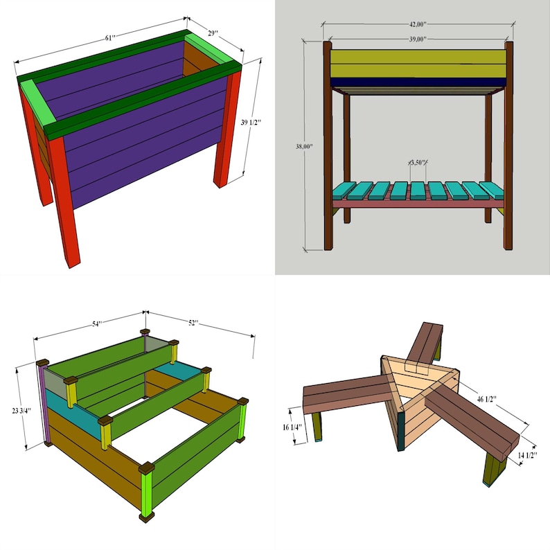 DIY Raised Planter Box Plans Bundle: 12 Woodworking Projects for Garden ...