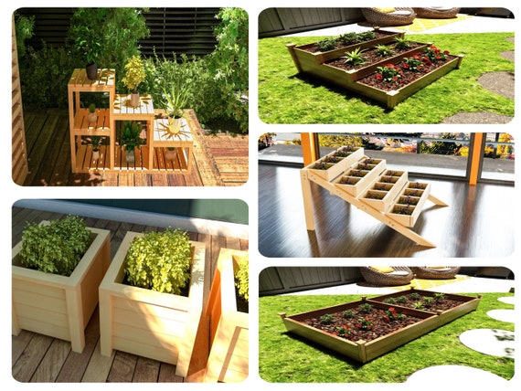 Diy Garden Planter Bundle Plans Outdoor Planter Plans Flower Etsy