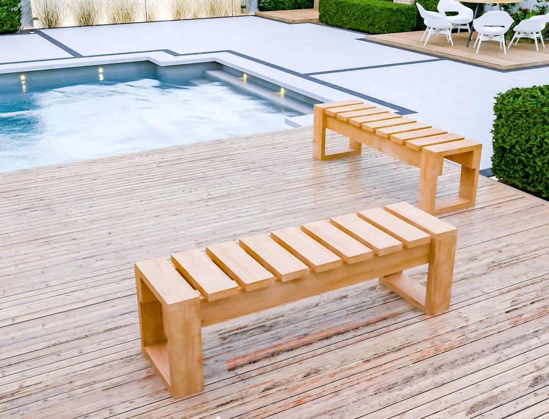 DIY Simple 2x6 Lumber Bench Plans: Outdoor Garden, Pool (PDF Download ...