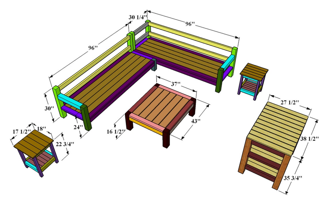 DIY Patio Furniture Sofa Set Plans Patio Bench Set Plans - Etsy