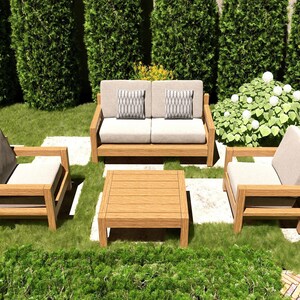 DIY Outdoor Furniture Set Build Plans, Garden Table Plans, Patio Sofa ...