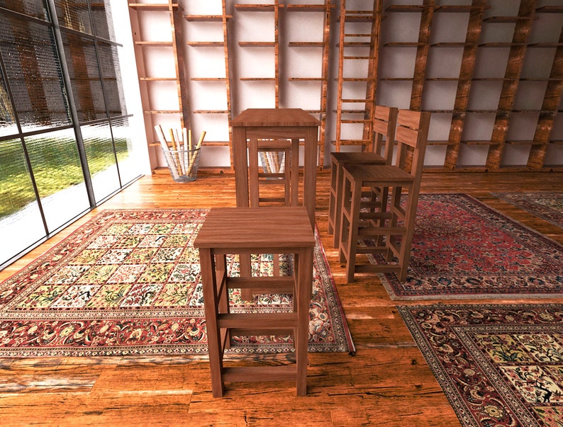 DIY Kitchen Bar Table and Chair Build Plans Dining Table Set - Etsy