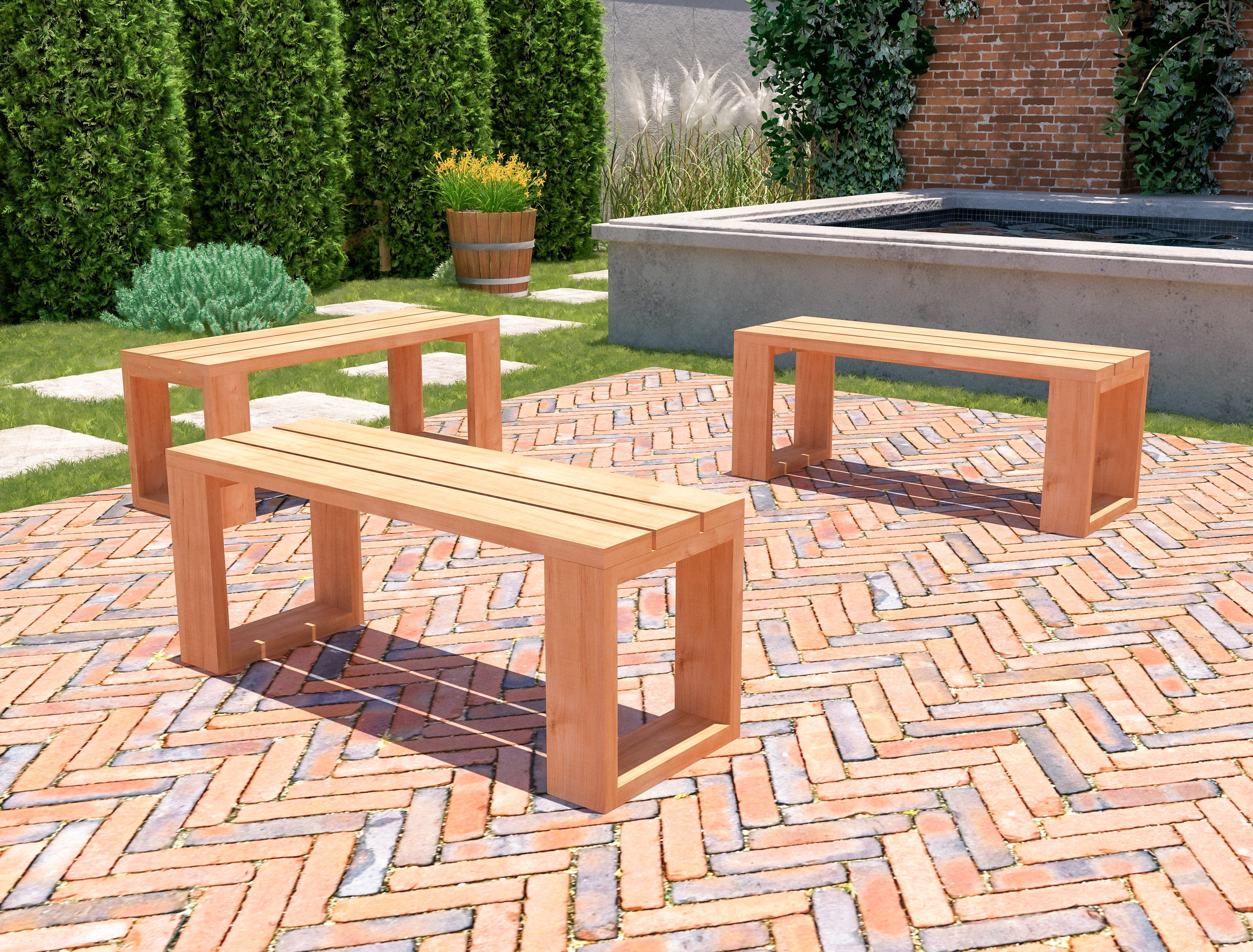 DIY Patio Simple Bench PLANS Outdoor Seating Bench Plans Easy to Build All 2x6 PDF Instant Download Etsy