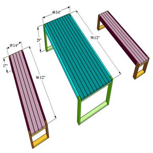 Wooden Picnic Table Plans BUNDLE, Garden Table Plans, DIY Patio Table ...