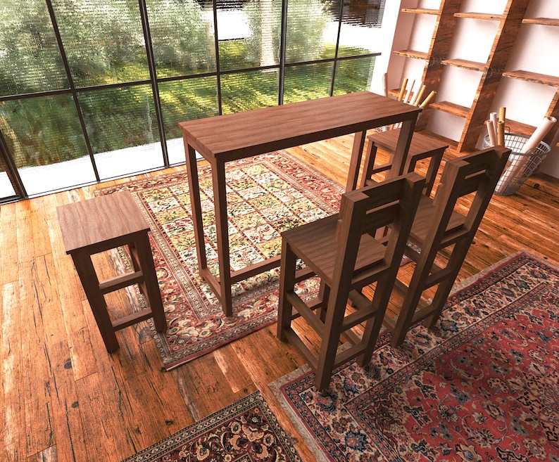 DIY Kitchen Bar Table and Chair Build Plans Dining Table Set - Etsy