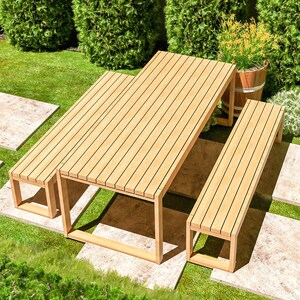 Wooden Picnic Table Plans BUNDLE, Garden Table Plans, DIY Patio Table ...