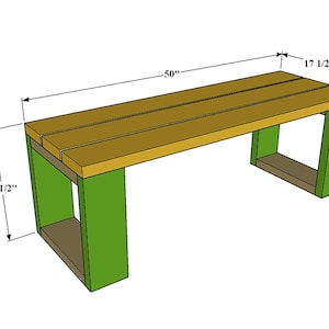 DIY Outdoor Bench Plans: Simple 2x6 Wood Bench (PDF Digital Download ...