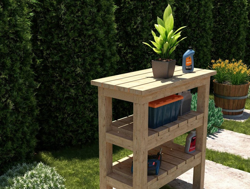 DIY Outdoor Storage Bench Plant Stand Build Plans Garden - Etsy