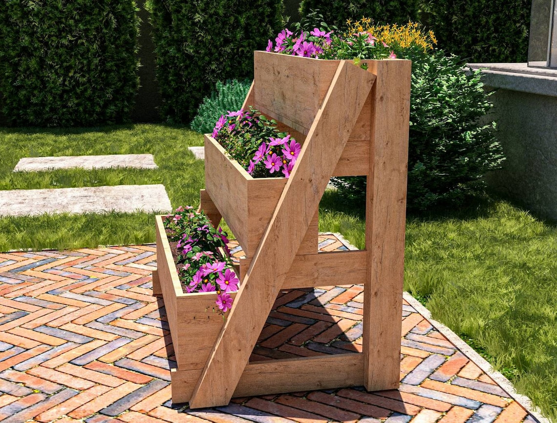 DIY 3 Tier Raised Planter Box Plans Vegetable Planter Box - Etsy UK