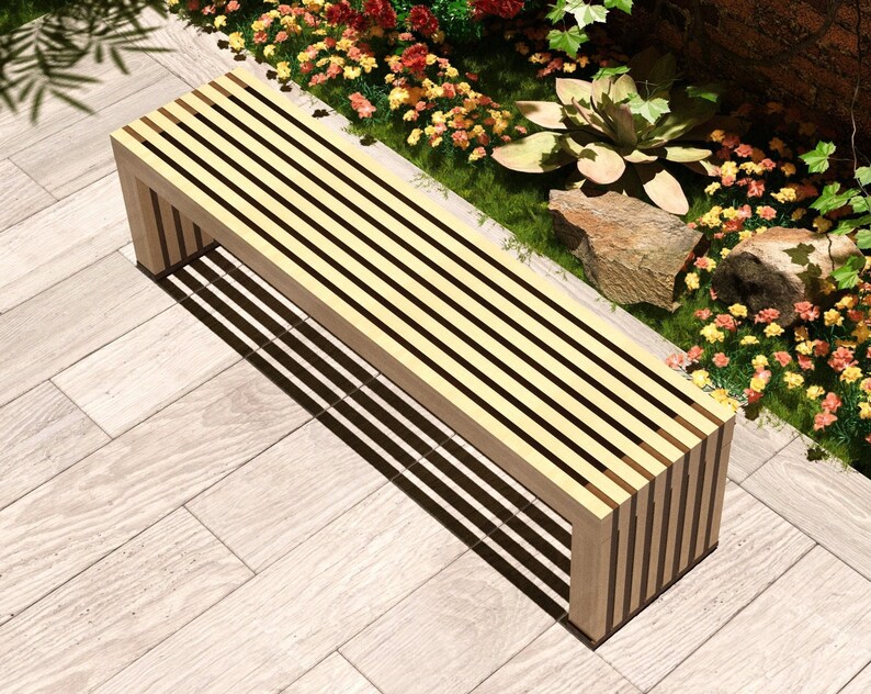 DIY Modern Bench Build PLANS Outdoor Patio Bench Plans Easy - Etsy UK