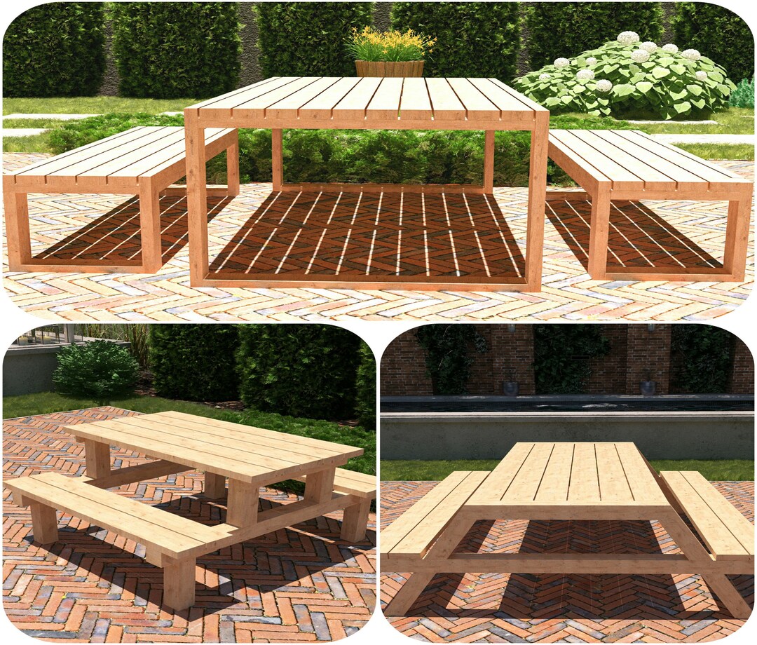 DIY Picnic Table BUNDLE Plans, Garden Table Plans, Patio Table Plans ...