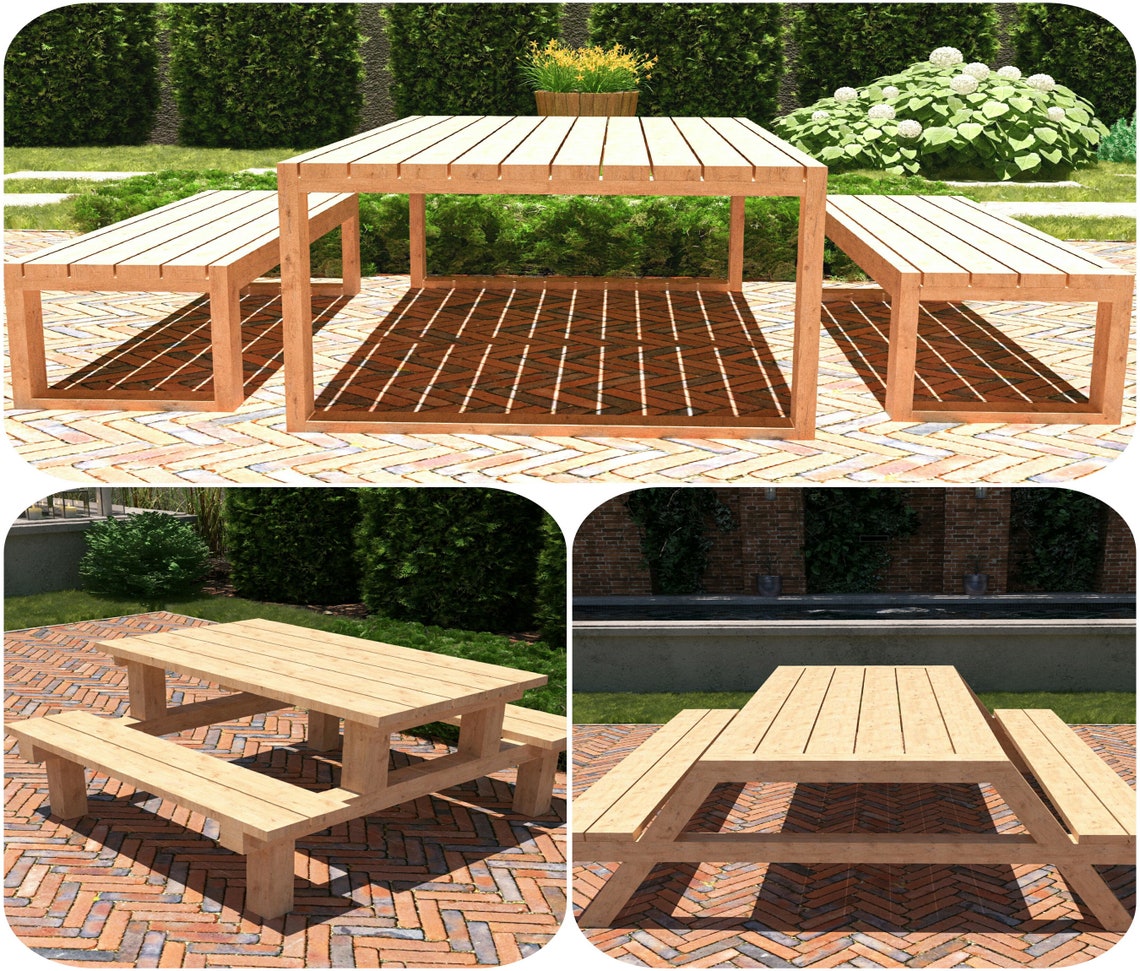 DIY Picnic Table BUNDLE Plans Garden Table Plans Patio Table - Etsy